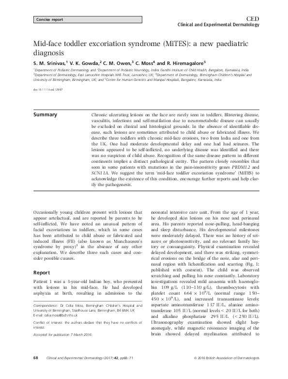 (PDF) Mid-face toddler excoriation syndrome (MiTES): a new paediatric ...