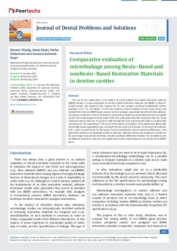 Pdf Comparative Evaluation Of Microleakage Among Resin Based And Nonresin Based Restorative