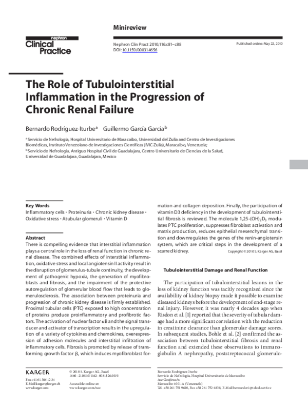 (PDF) The Role of Tubulointerstitial Inflammation in the Progression of ...