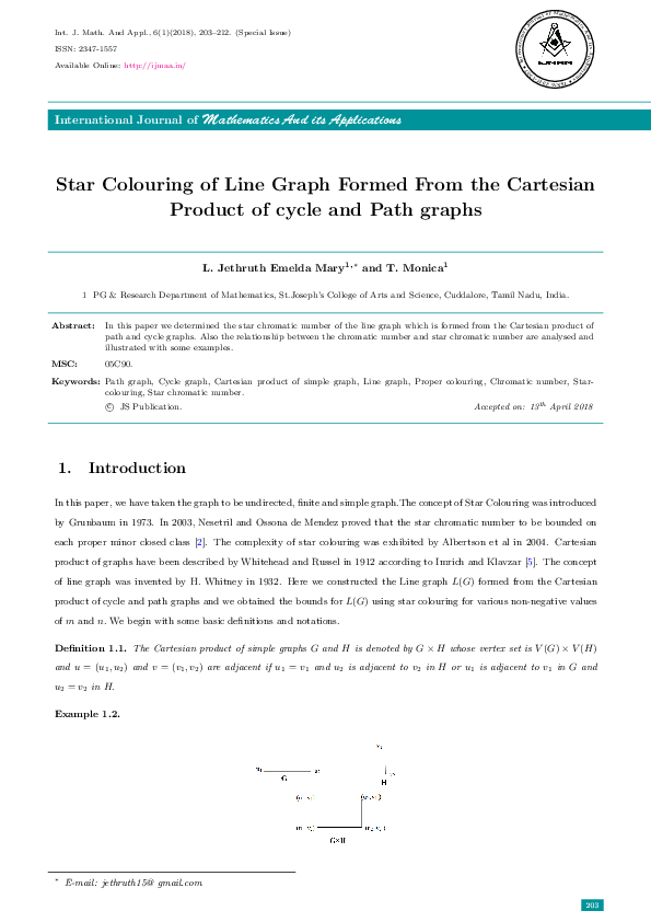 (PDF) Star Colouring of Line Graph Formed From the Cartesian Product of ...