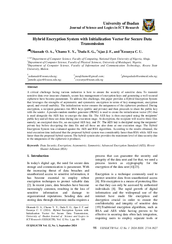 (PDF) Hybrid Encryption System with Initialization Vector for Secure Data Transmission