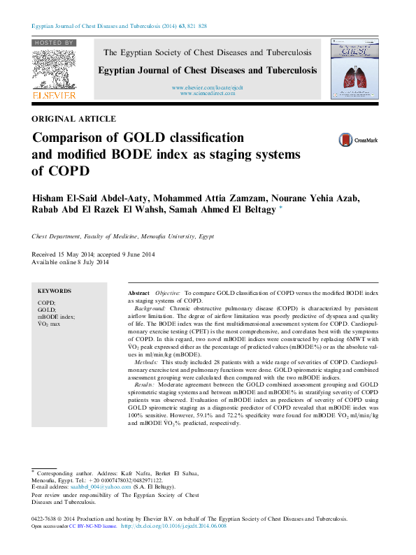 (PDF) Comparison of GOLD classification and modified BODE index as ...