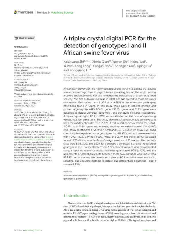 (PDF) A triplex crystal digital PCR for the detection of genotypes I ...