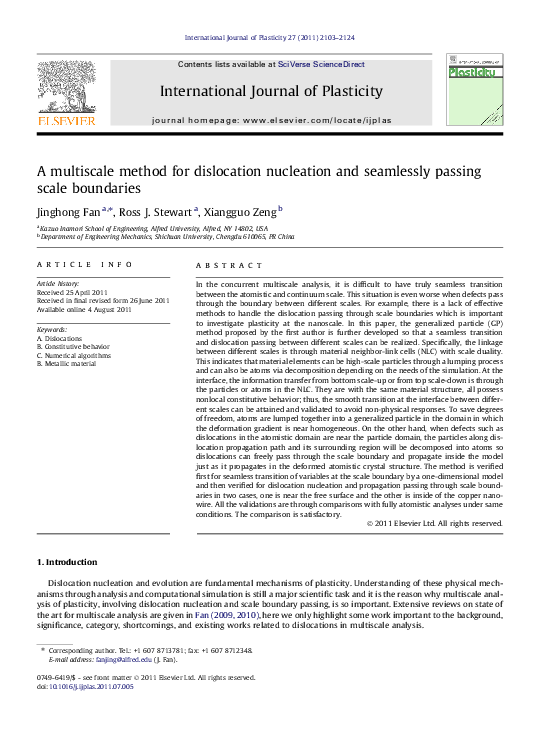 (PDF) A multiscale method for dislocation nucleation and seamlessly passing scale boundaries
