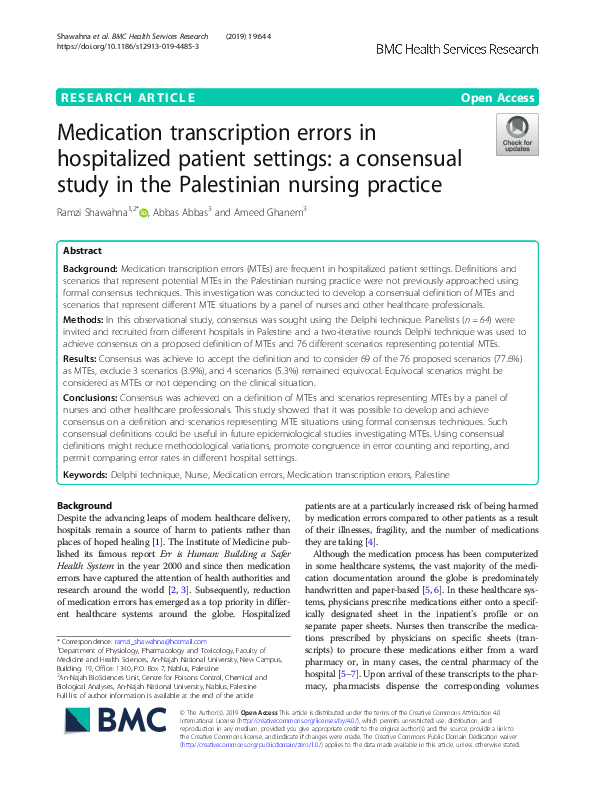 (PDF) Medication transcription errors in hospitalized patient settings ...