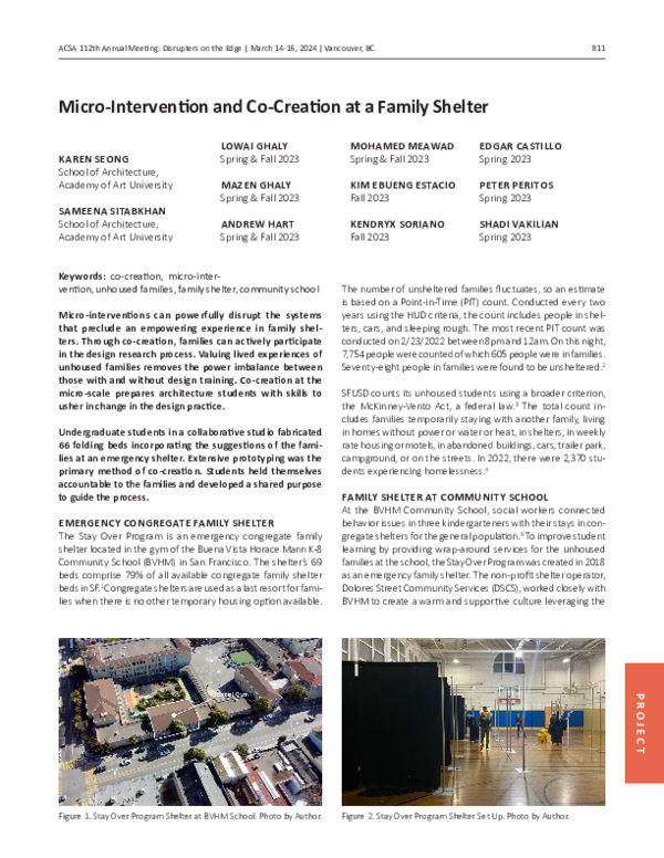 (PDF) Micro-Intervention and Co-Creation at a Family Shelter