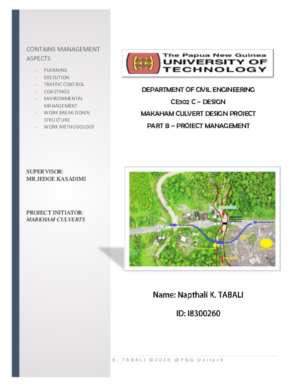 (PDF) CE302_C_P3: Culvert Design Project. BECV3 2020.Napthali_Tabali