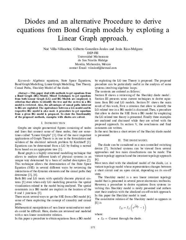 (PDF) Diodes and an alternative Procedure to derive equations from Bond Graph models by ...