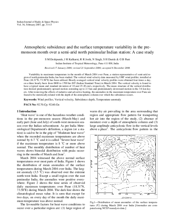 (PDF) Atmospheric subsidence and the surface temperature variability in ...