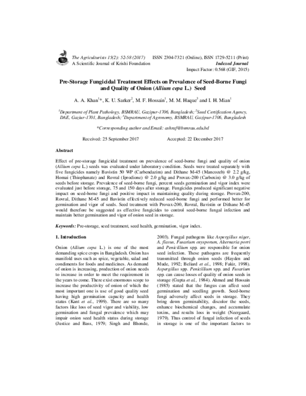 (PDF) Pre-Storage Fungicidal Treatment Effects on Prevalence of Seed ...