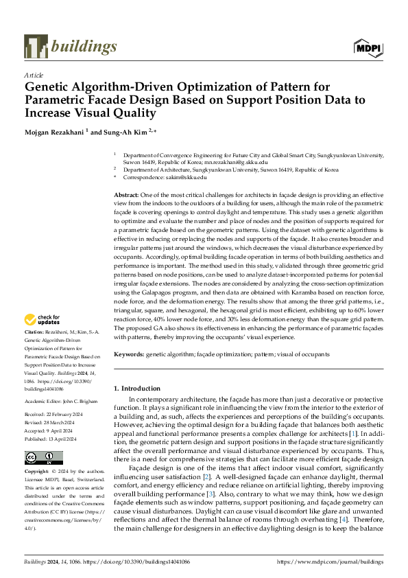 Pdf Genetic Algorithm Driven Optimization Of Pattern For Parametric Facade Design Based On