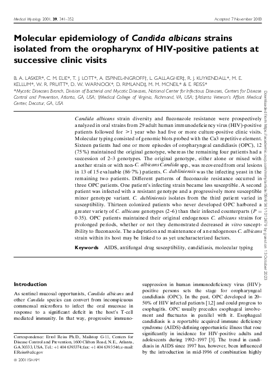 (PDF) Molecular epidemiology ofCandida albicansstrains isolated from ...