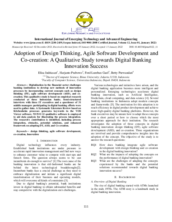 (PDF) Adoption of Design Thinking, Agile Software Development and Co-creation: A Qualitative ...