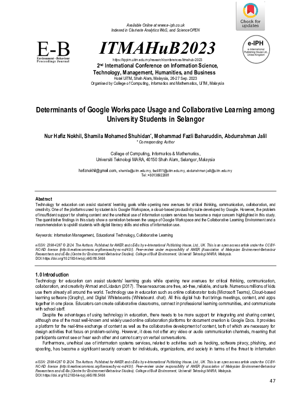 (PDF) Determinants of Google Workspace Usage and Collaborative Learning ...