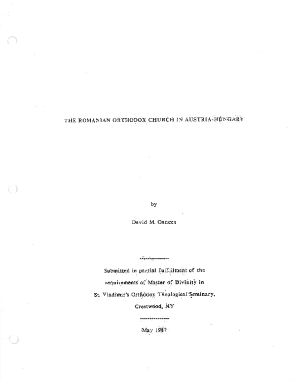 (PDF) The Romanian Orthodox Church in Austria-Hungary | DAVID OANCEA ... (PDF) The Romanian Orthodox Church in Austria-Hungary | DAVID OANCEA ...