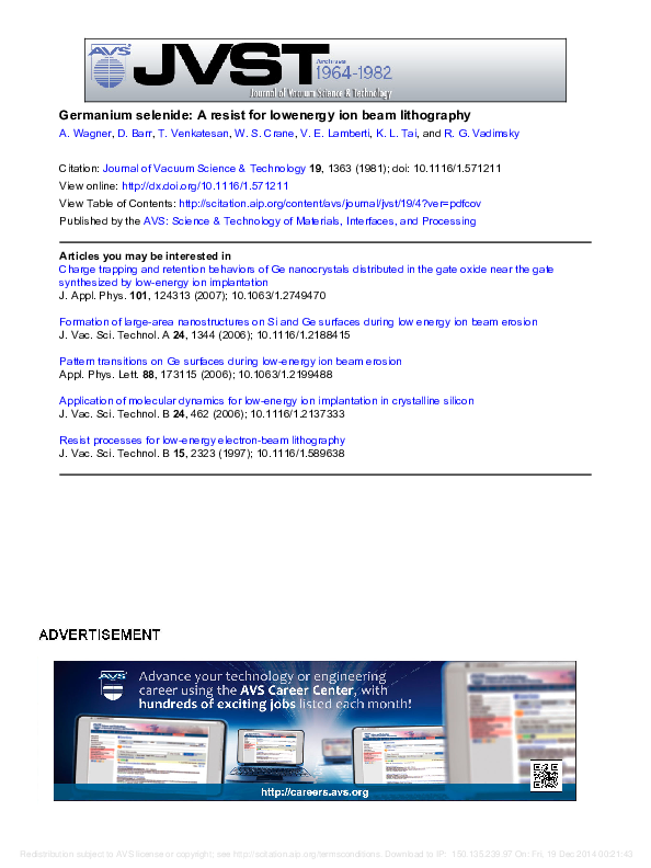 (PDF) Germanium selenide: A resist for low-energy ion beam lithography ...