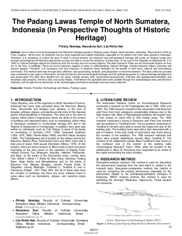 (PDF) The Padang Lawas Temple of North Sumatera, Indonesia (In ...