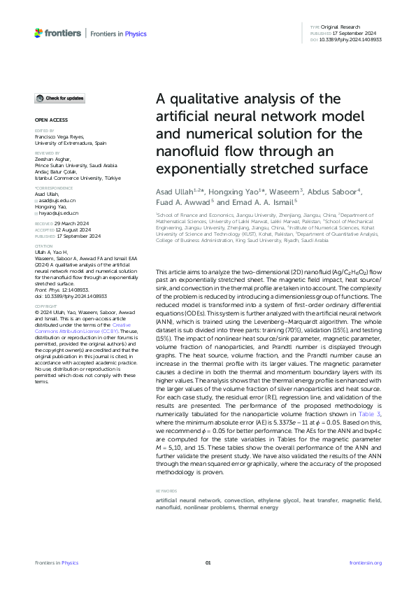 (PDF) A qualitative analysis of the artificial neural network model and numerical solution for ...