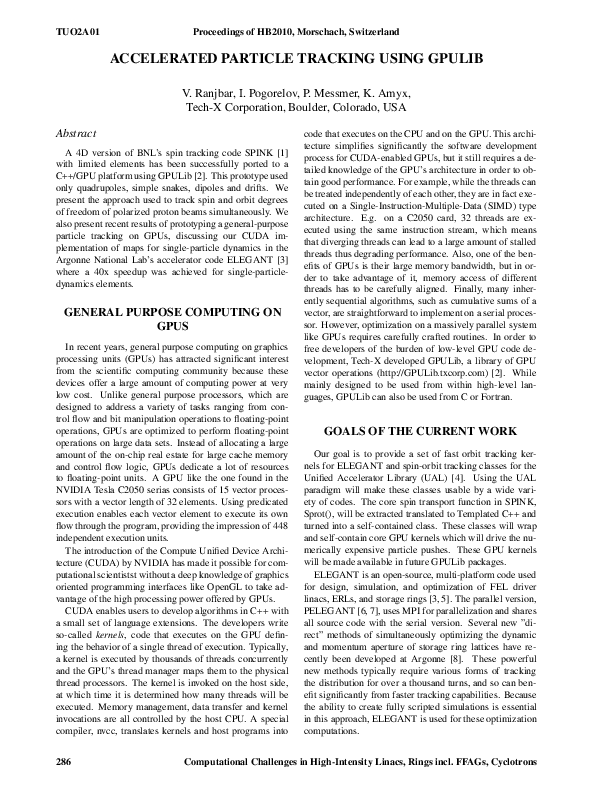 (PDF) Accelerated Particle Tracking Using Gpulib