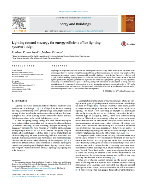 (PDF) Lighting control strategy for energy efficient office lighting ...