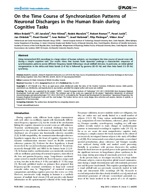 (PDF) On the Time Course of Synchronization Patterns of Neuronal ...