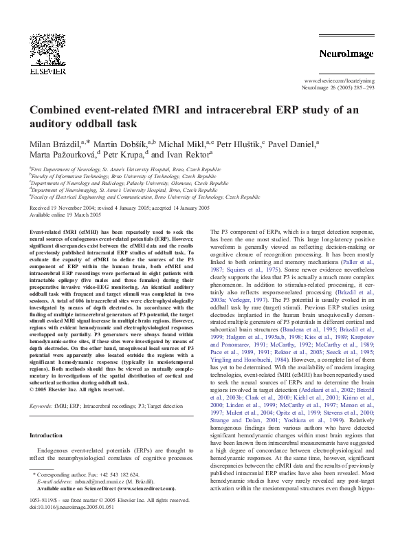 (PDF) Combined event-related fMRI and intracerebral ERP study of an ...