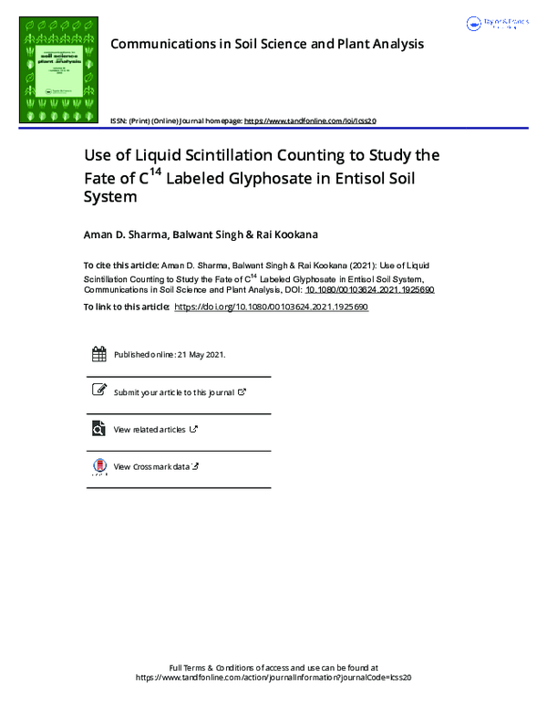 (PDF) Use of Liquid Scintillation Counting to Study the Fate of C14 ...