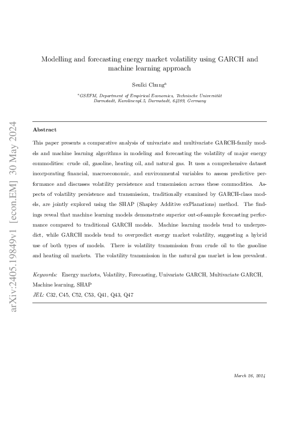 (PDF) Modelling and Forecasting Energy Market Volatility Using GARCH and Machine Learning Approach