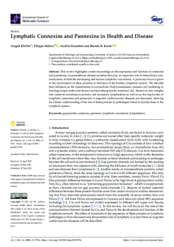 (PDF) Lymphatic Connexins and Pannexins in Health and Disease