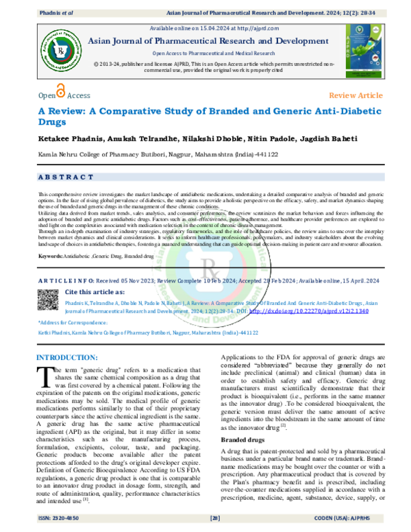 (PDF) A Review: A Comparative Study of Branded and Generic Anti ...