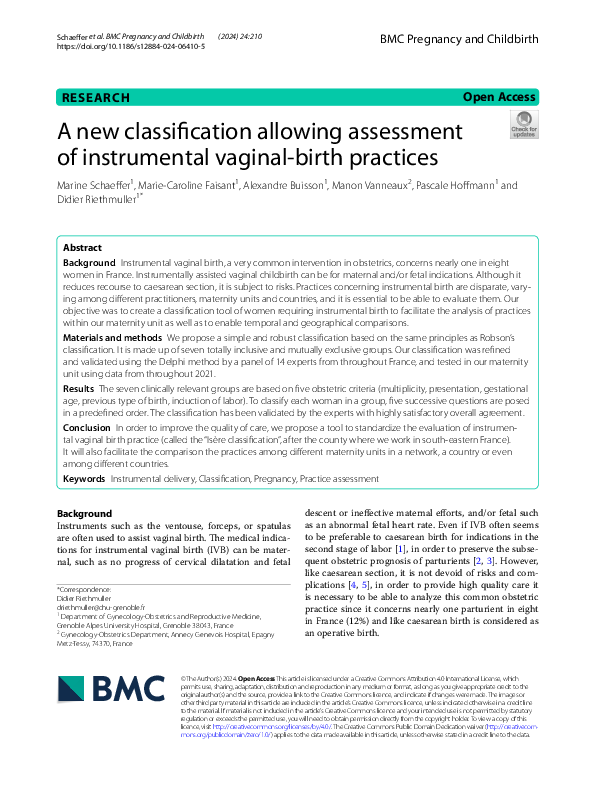 (PDF) A new classification allowing assessment of instrumental vaginal ...