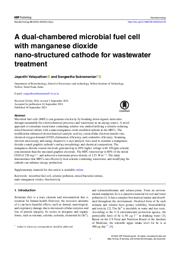 (PDF) A dual-chambered microbial fuel cell with manganese dioxide nano-structured cathode for ...