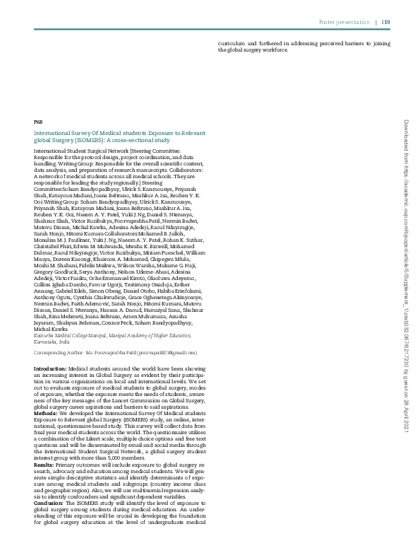 (PDF) P68 International Survey Of Medical students Exposure to Relevant ...