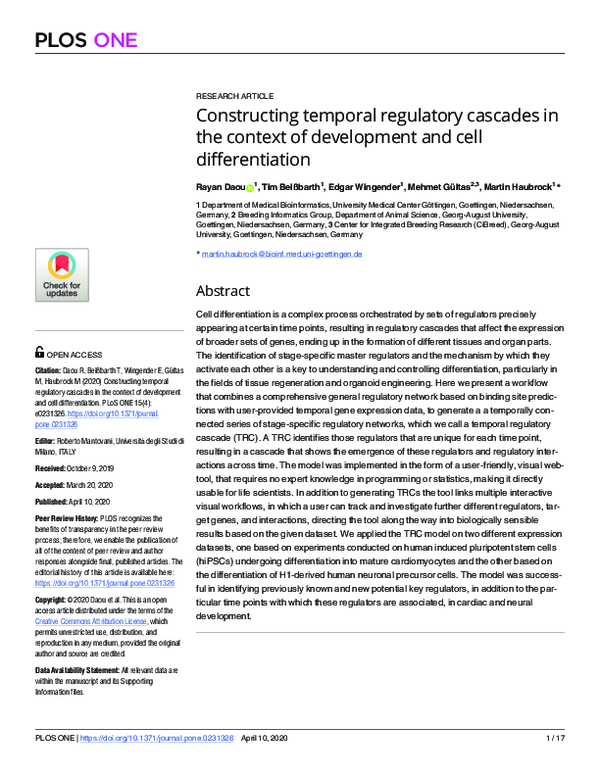 (PDF) Constructing temporal regulatory cascades in the context of development and cell ...