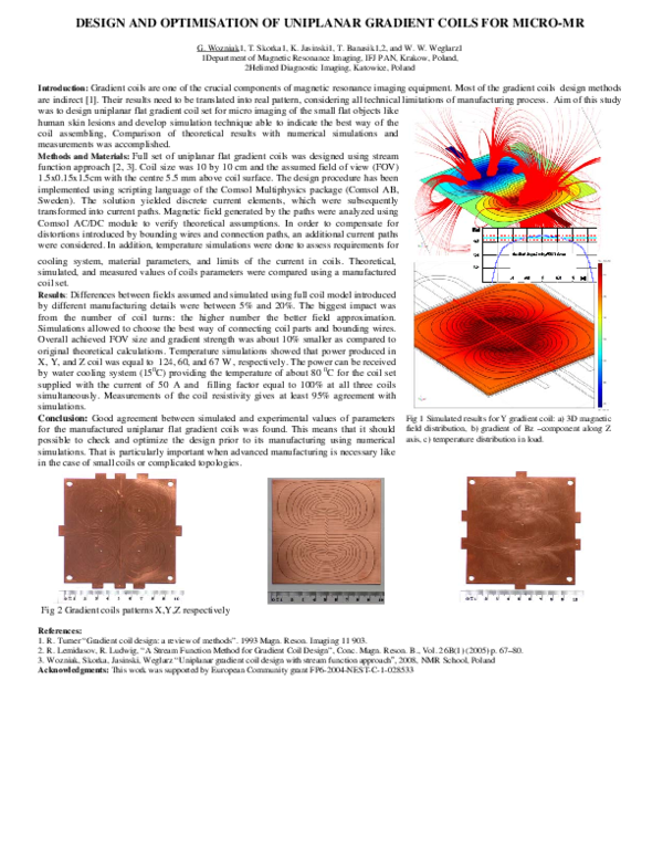 (PDF) Design and Optimisation of Uniplanar Gradient Coils for Micro-MR | K. Jasinski - Academia.edu