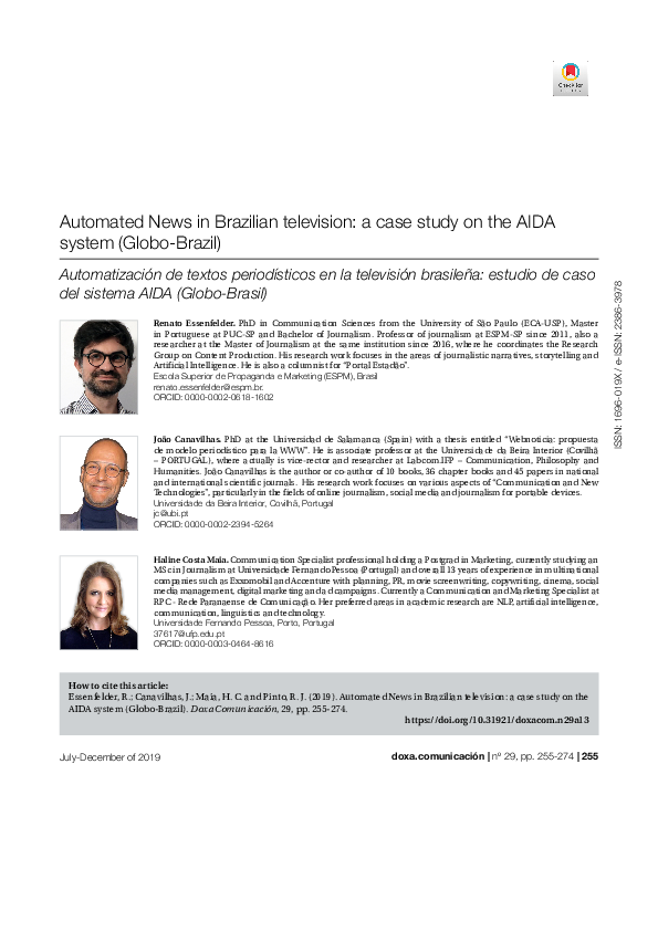 (PDF) Automated News in Brazilian television: a case study on the AIDA system (Globo-Brazil ...