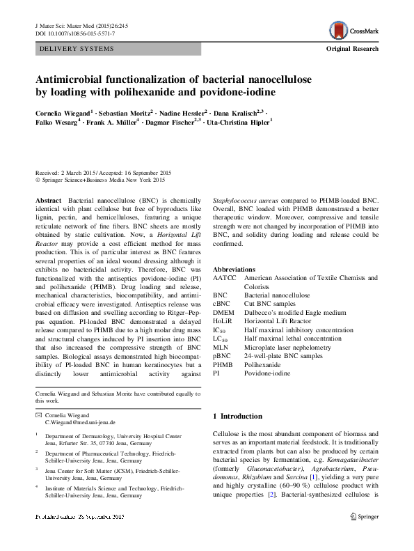 (PDF) Antimicrobial functionalization of bacterial nanocellulose by loading with polihexanide ...