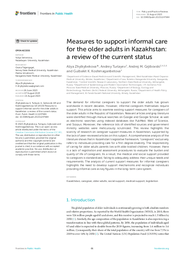 (PDF) Measures to support informal care for the older adults in ...