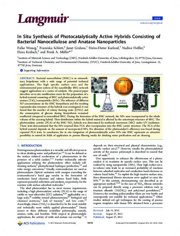 (PDF) In Situ Synthesis of Photocatalytically Active Hybrids Consisting of Bacterial ...