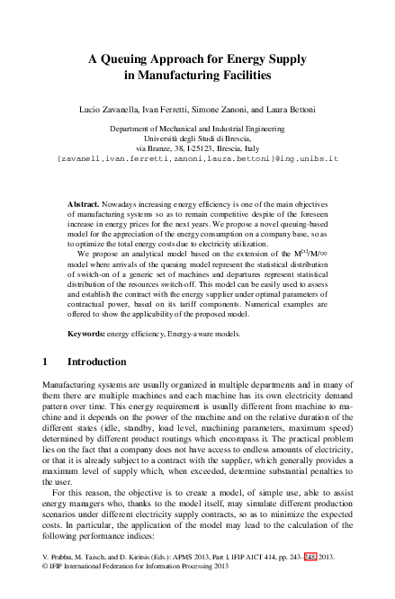 (PDF) Queuing Model for Energy Optimization in Manufacturing