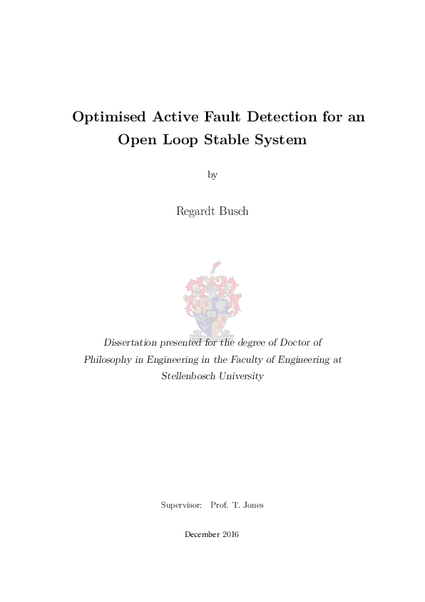 (PDF) Optimised active fault detection for an open loop stable system