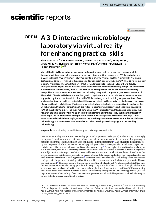 (PDF) A 3-D interactive microbiology laboratory via virtual reality for ...