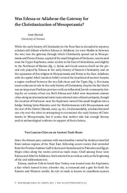 (PDF) Was Edessa or Adiabene the Gateway for the Christianization of ...