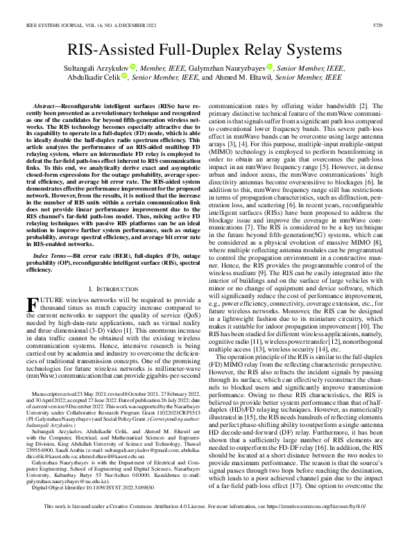 (PDF) RIS-Assisted Full-Duplex Relay Systems