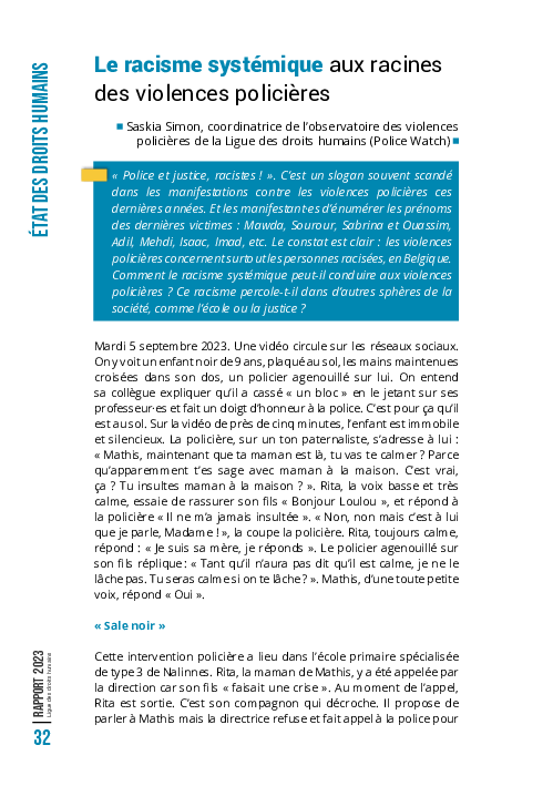 (PDF) Le racisme systémique aux racines des violences policières
