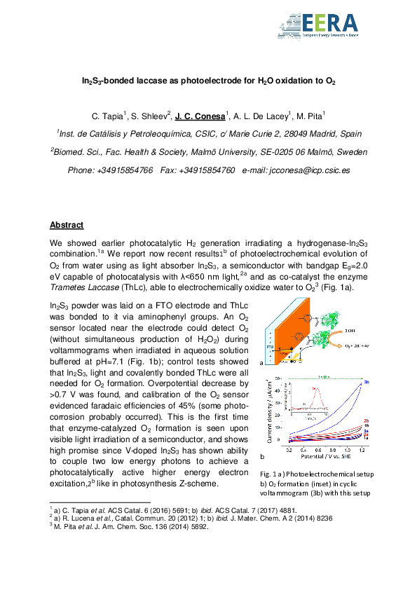(PDF) In2S3-bonded laccase as photoelectrode for H2O oxidation to O2