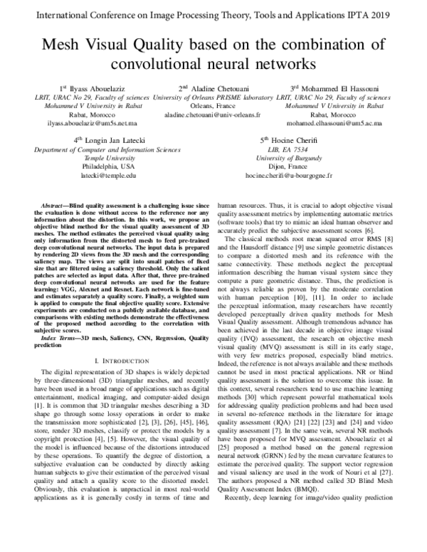 (PDF) Mesh Visual Quality based on the combination of convolutional neural networks