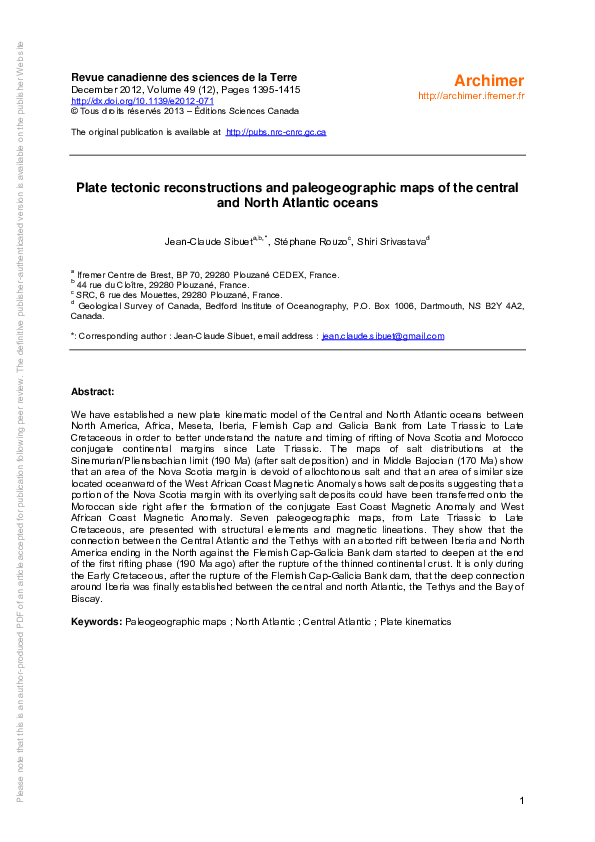 (PDF) Plate tectonic reconstructions and paleogeographic maps of the ...
