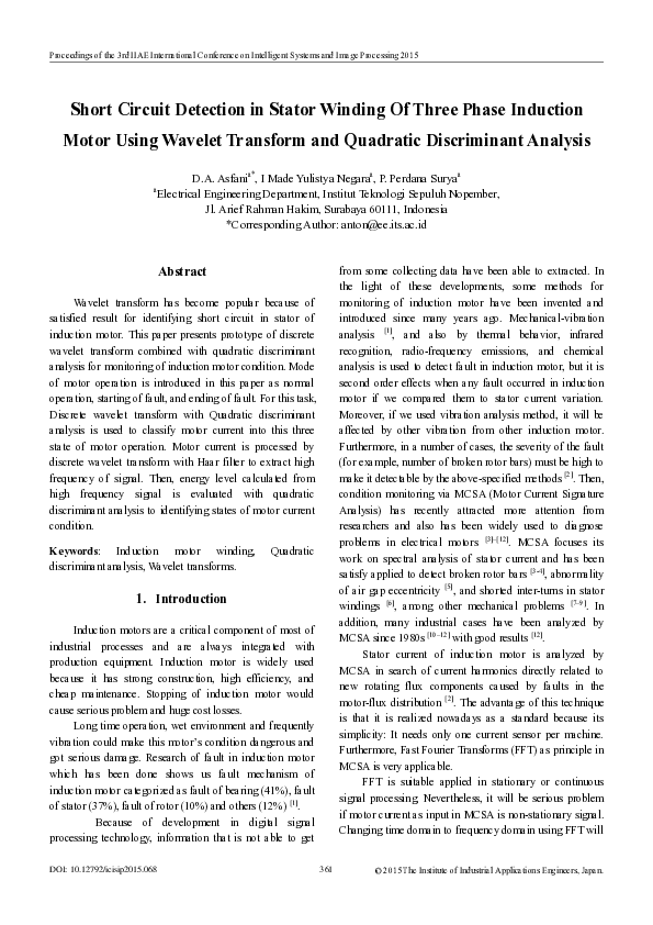 Pdf Short Circuit Detection In Stator Winding Of Three Phase