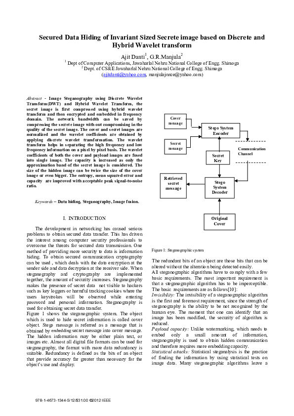 (PDF) Secured data hiding of invariant sized secrete image based on Discrete and Hybrid Wavelet ...